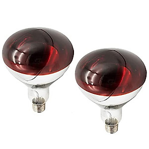 Qixivcom 2-Packs 275W Heat Lamp Bulb Infrared Heating Bulbs Dark Red Light Glass Heat Lamp E26 Waterproof Anti-Explosion Thickened Bulbs for Piglet Chicken Duck Birds Bathroom Light Therapy Use