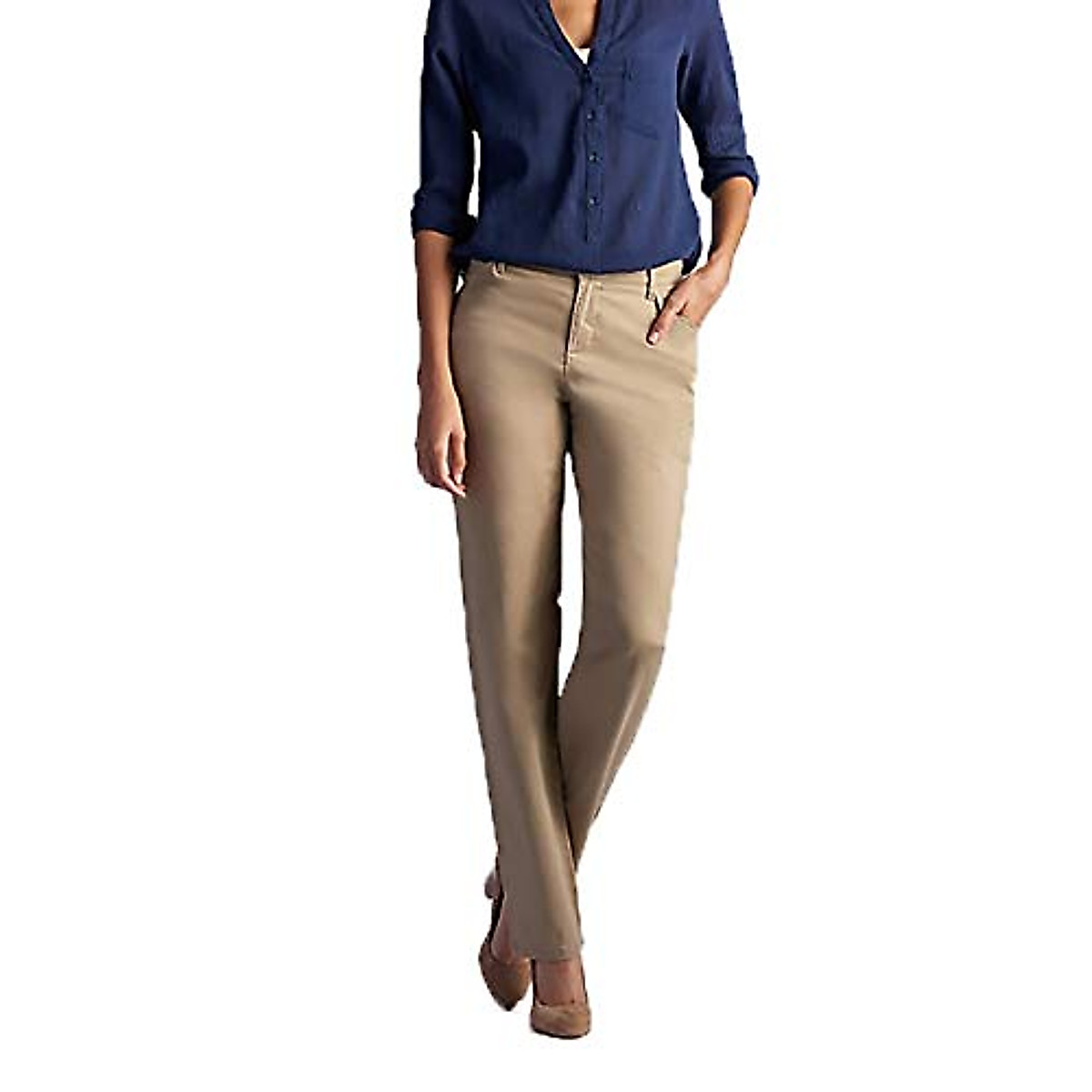 Lee Women's Relaxed Fit All Day Straight Leg Pant Flax 14