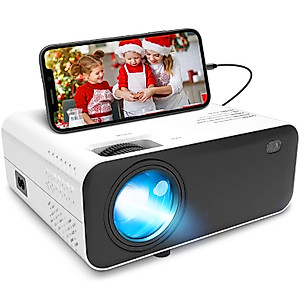 Mini Movie Projector Supported 1080P - Portable Full HD Projector Native 720P with 5500 Lumens LED Lamp,Compatible with HDMI,VGA,USB,AV,Laptop,Smartphone