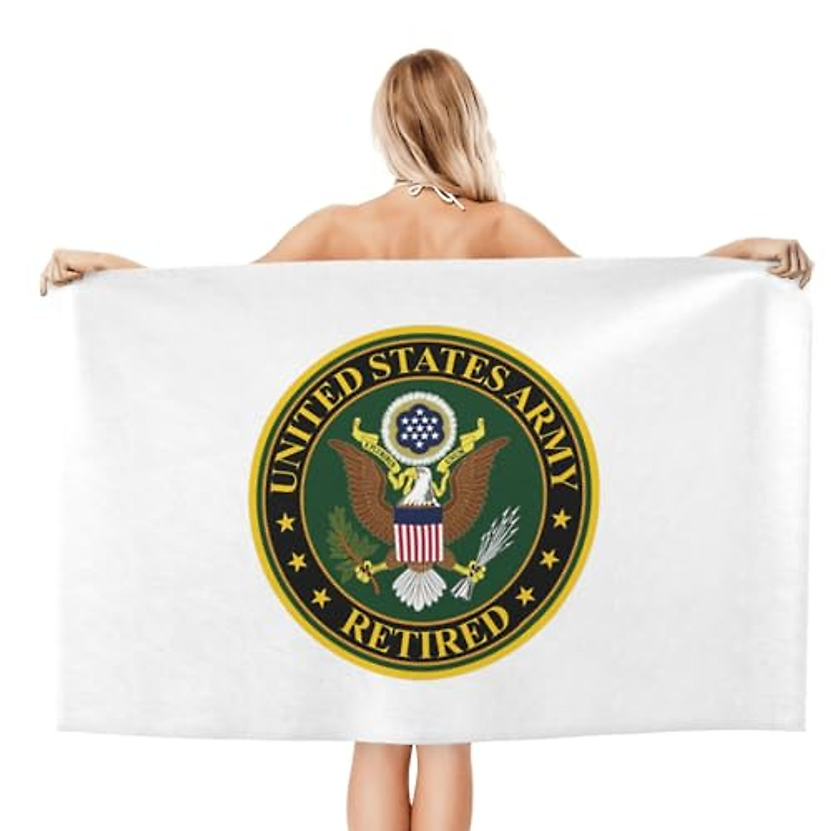 Army Retired Beach Towel Absorbent Bathroom Towels Microfiber Beach Towels Oversized Super ​32x52 Inch