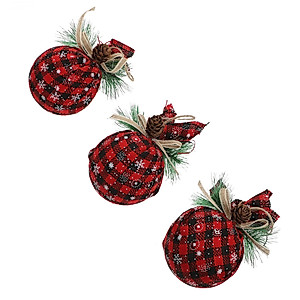 COHEALI 3pcs Christmas Foam Balls Decor for Office White Outfits Office Decore Christmas Plaid Ball Ornaments Hanging Christmas Decoration Christmas Balls Ornaments Hanging Foams Balls