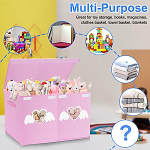 Large Toy Box Chest,Collapsible Sturdy Storage Bins with Lids,Large Kids Toy Storage Organizer Boxes Baskets for Kids,Boys,Girls,Toddler,Nursery Room,Playroom((Light Pink Heart)