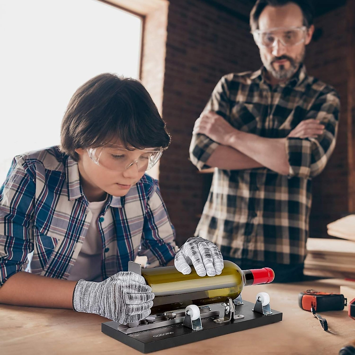 Godora Glass Bottle Cutter, Upgraded Glass Cutter for Bottles & Glass Cutter Bundle - DIY Machine for Cutting Wine, Beer or Soda Round Bottles & Mason Jars, Perfect Score Bottle Cutter