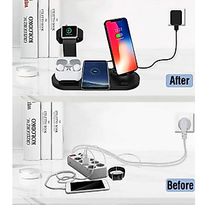 Wirless Charger 4 in 1 Multifunction Chargers 15w Fast 6 in 1 Charging Dock for AirPods Watch Phone iPhone 14/13/12/11/pro/pro max/X/Xmax (Black)