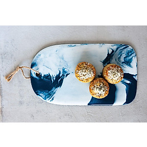 Blue & White Ceramic Cheese/Cutting Board with Marble Glaze Finish