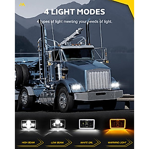 MAYELLO 4Pcs 4x6 LED Headlights DOT 60W Hi/Lo Sealed Beam Headlights Compatible with Peterbilt 379 Kenworth T800 T600 Freightinger Ford Probe Chevy Oldsmobile Cutlass H4651 H4652 H4656 H4666 H6545