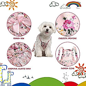 4 Pieces Dog Bowknot Floral Dress Pet Princess Dress Dog Sundress Dog Princess Dress Puppy Summer Dress for Small Pets Dogs Puppy Cats(X-Small)