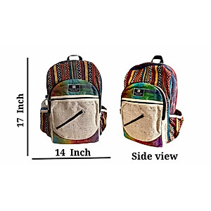Zillion Craft himalayan hemp back pack. Hand made Bohemian style large size back pack for school , college. Multi pocket laptop back pack.