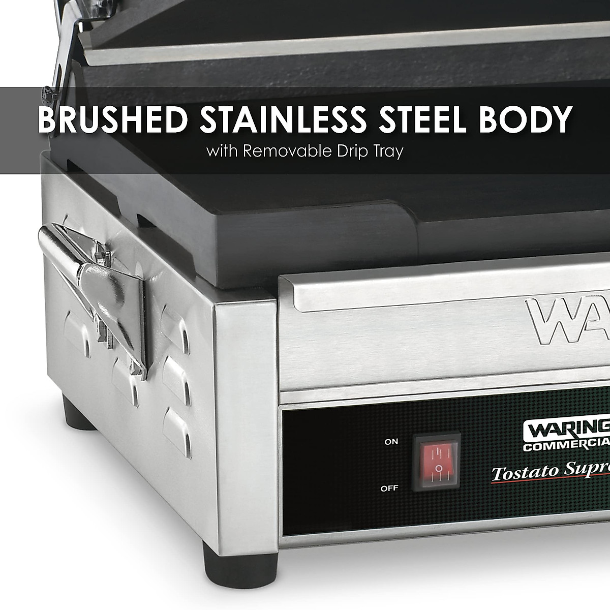 Waring Commercial WFG275T Full Sized 14" x 14" Flat Toasting Grill, 20 Minute Countdown Timer, 120V, 1800W, 5-15 Phase Plug