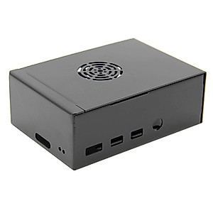 RICHEN Raspberry Pi 4 Case, Pi 4B Metal Case,Raspberry Pi 4 Model B Protective Metal Case with Cooling Fan and 3PCS Aluminum Heatsinks Compatible with Raspberry Pi 4B Computer Only (PI4B-CFH)
