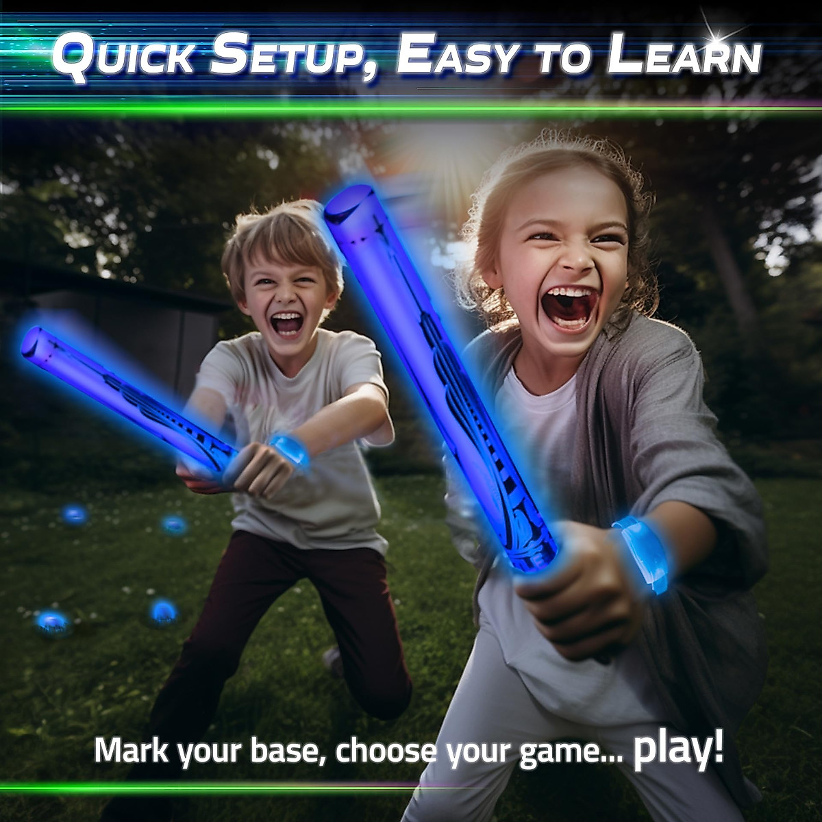 Glow Battle - Family Pack: A Thrilling, Glowing Sword Game | 2-8 Players, Age 8+ | Unique Family Games for Kids and Adults Idea | Outdoor Toys for Kids 8-12+ | Glow Games for Kids 8-12+