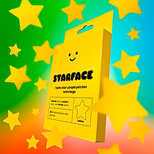 Starface XL Big Star, Large Hydrocolloid Pimple Patches, Absorb Fluid and Reduce Redness, Cute Star Shape, Vegan and Cruelty-Free Skincare (32 Count)