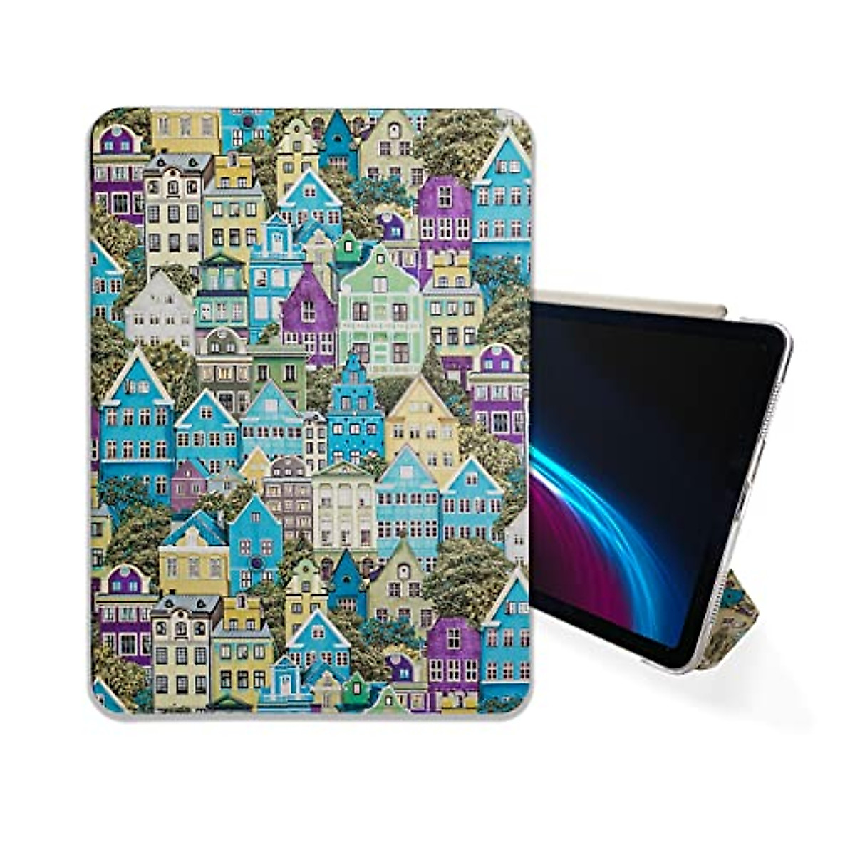 Cute House Design Art case Compatible with iPad Mini Air Pro 7.9 8.3 9.7 10.2 10.9 11 12.9 inch Pattern Cover New 2022 2021 Trifold Stand 3 4 5 6 7 8 9 Generation 361 (10.2" 7/8/9 gen)