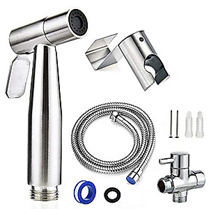 Handheld Bidet Sprayer for Toilet, 7/8" Stainless Steel Adjustable Pressure Bidet Faucet Diaper Sprayer Set with Hose Attachment for Bathroom