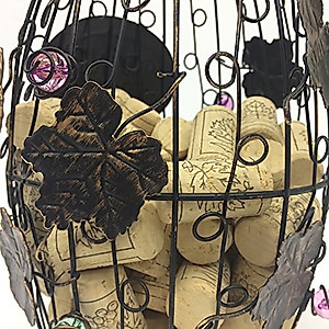 Mind Reader Barrel Metal Wine Cork Holder with Ornaments, Black