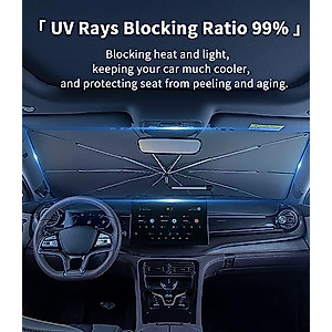 Custom-Fit for Volvo Windshield Sun Shade Umbrella, Foldable Car Umbrella Sunshade Cover UV Block Car Front Window with 360°Rotation Bendable Handle, Designed for Volvo Accessories (for Volvo S60)