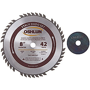Oshlun SDS-0842 8-Inch 42 Tooth Stack Dado Set with 5/8-Inch Arbor