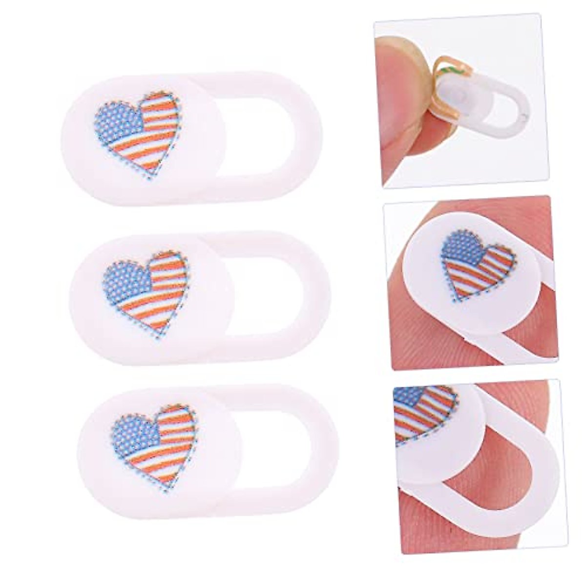 SOLUSTRE 3pcs Slide Camera Ultra- and Webcam Smartphone Pattern Cartoon Your Tablet Flag Lens Thin Lovely for Cover Privacy Shutter Heart Notebook Cell Protects Phone Slider Computer US