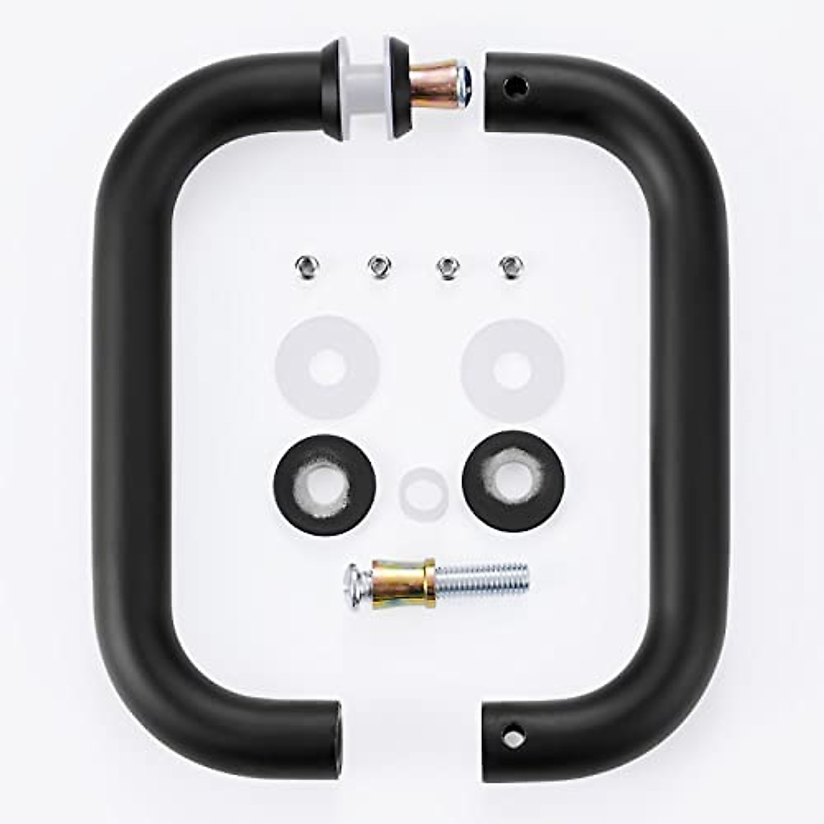 Ranbo Hardware 8" Back to Back Tubular Shower Door Pull Handle for Frameless Shower Doors, Polished Chrome, with Washers (8 inch Pull Handle-Black)