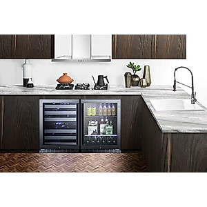 Summit Appliance ALWC532 24" Wide Built-In Wine Cellar, ADA Compliant; 46 Bottles; Automatic Defrost; Glass Door; Full-extension Shelving; Digital Control Panel; Interior Lighting