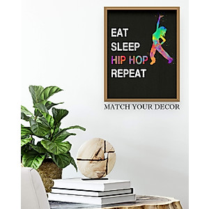 Eat Sleep Hip Hop Repeat, Girl Dancer Abstract Quote Wall Art Print 11"x14", Unframed Poster, Ideal for Lovers of Hip Hop, Freestyle Dance, Dance Teacher, Dance Studio Decor