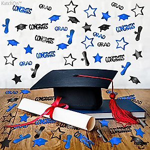 Blue and Black Congrats Grad Confetti - Pack of 1300 | Graduation Confetti 2023 for Blue and Black Graduation Party Decorations 2023 | Class of 2023 Confetti for Graduation Table Decorations 2023