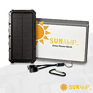 SunAmp Wireless Solar Power Bank | Solar Charger with USB Type C Quick Charge | Bright LED Flashlight | 20,000mAh | IP54 Rainproof Shockproof Dustproof for Travel and Outdoors | 4 Ports (Black) from