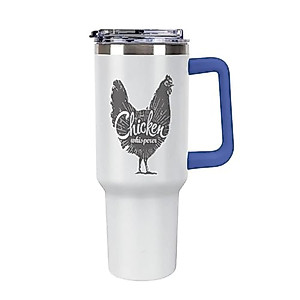 Chicken Whisperer 40oz Water Bottle Double Wall Insulated Tumbler with Handle Leakproof Travel Mug Deep Blue-style
