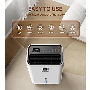 5,500 Sq. Ft Dehumidifier for Basement, VEAGASO 80 Pints Dehumidifiers for Home, Large Room, Bedroom with Drain Hose, Intelligent Humidity Control, Auto Shut Off, Auto Defrost, 1.37 Gal Water Tank