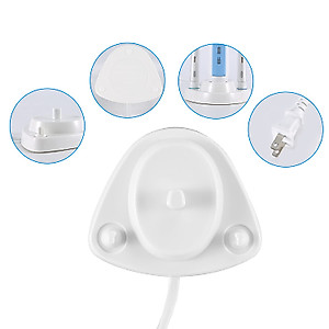 Toothbrush Charger for Oral B, POEXUJING Portable Inductive Electric Toothbrush Charger for Model 3757 with 2 Toothbrush Head Holders and 2 Dust Caps, Charging Base Power Cord for Travel Replacement