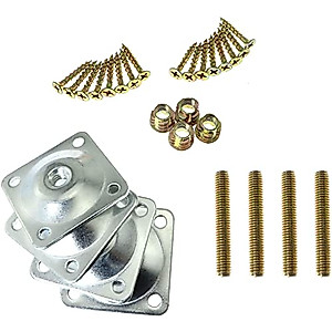 TAODAN 4 Set Furniture Leg Mounting Plates Leg Attachment Plates with Hanger Bolts Screws for Furniture Repair Sofa Table Chair Couch