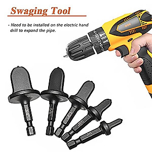 Eyech 5pc Swaging Tool Drill Bit Set, HVAC Repairing Set 1/4'' Hex Shank Air Conditioner Copper Tube Expander Flaring Drill Bit - 1/4'', 3/8'', 1/2'', 5/8'', 3/4''