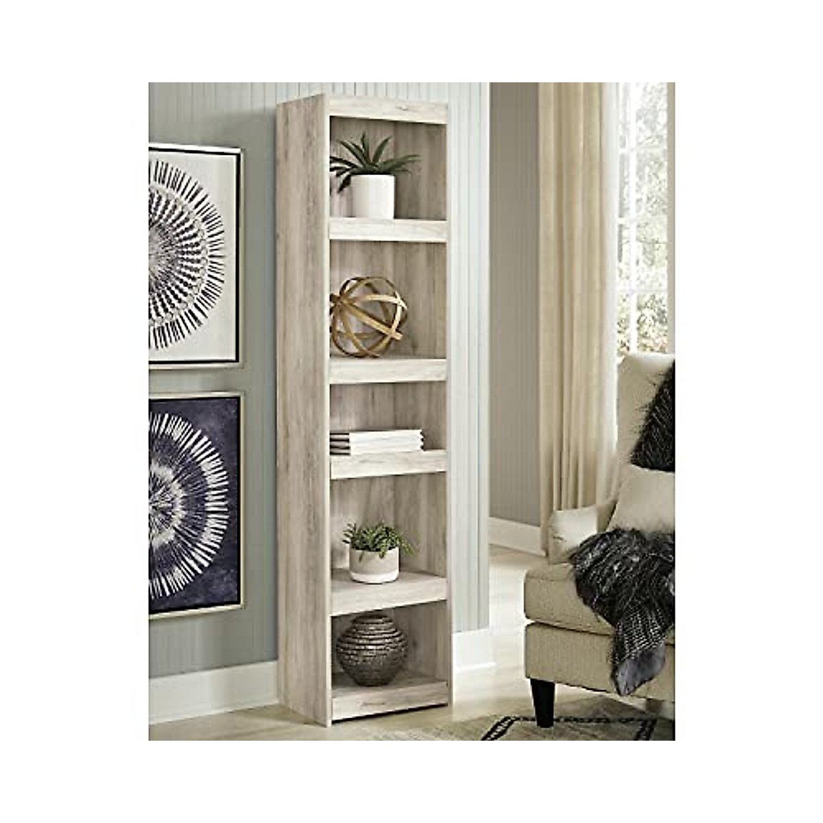 Signature Design by Ashley Bellaby Farmhouse Pier with 3 Adjustable Shelves, Whitewash