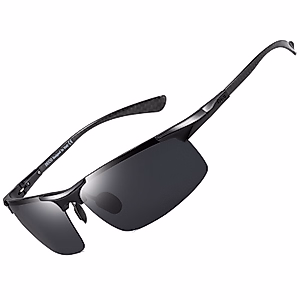 DUCO Sunglasses Men Polarized Sunglasses Carbon Fiber Black Sports Sunglasses For Golfing Fishing Driving UV400 Protection DC8277