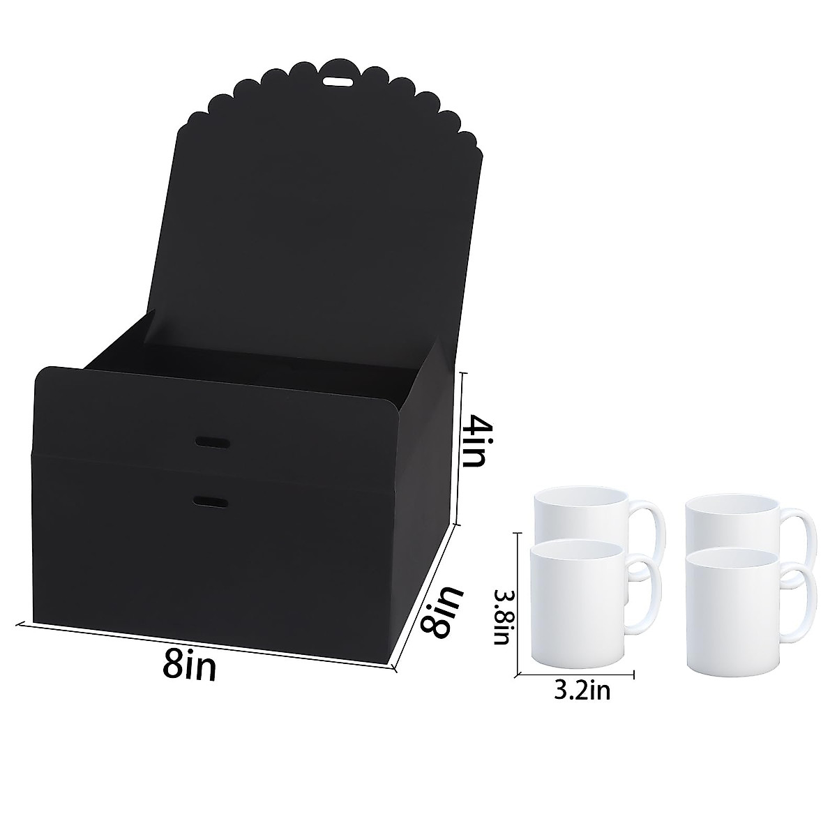 10 PCS Gift Boxes with Lids, 8x8x4 inches Cardboard Gift Boxes, Black Gift Boxes with Ribbon, Paper Gift Boxes for Present Wedding, Mother's Day Packaging, Birthday, Crafting, Party, Cupcake (Black)