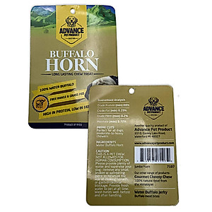 Buffalo Horn Jumbo 19 Inches of Long Lasting 100% Natural Water Dog Chew