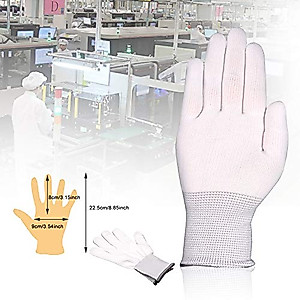 EHDIS Vinyl Wrap Gloves Nylon White Working Gloves Labor Non-slip PC Building Gloves / 6 Pairs