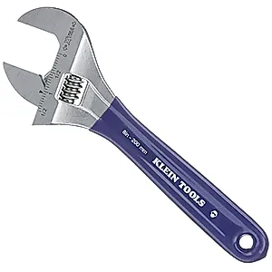 Klein Tools D509-8 Adjustable Wrench, Extra Wide Jaw Forged Drive Wrench with High Polish Chrome Finish, 8-Inch