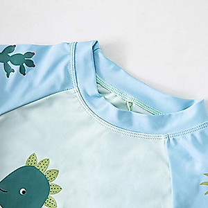 Baby Toddler Boys Two Pieces Swimsuit Set Boys Dinosaur Bathing Suit Rash Guards with Hat UPF 50+ FBA (Green Dinosaur, 2-3 Years)