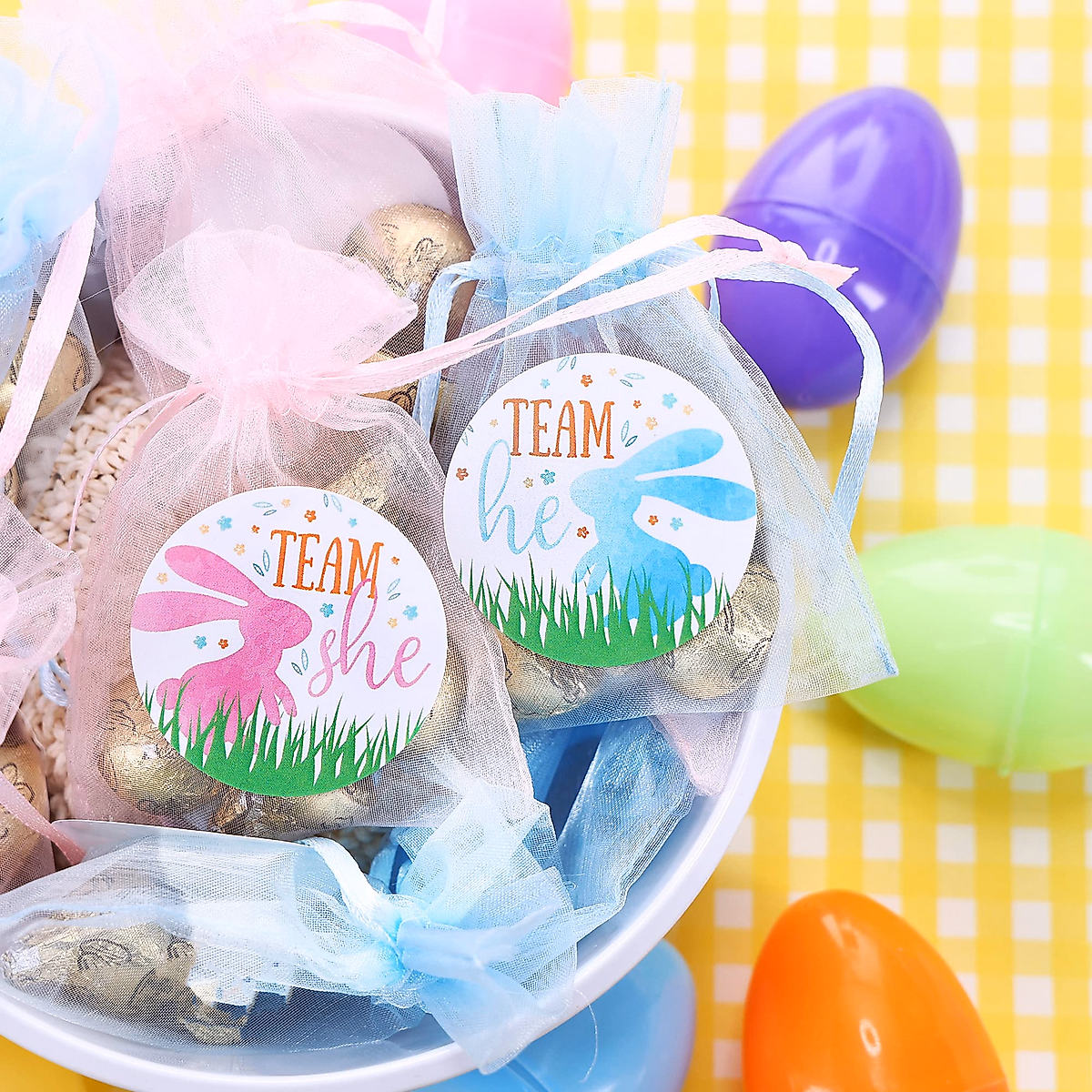 What Will Our Little Bunny Be Gender Reveal Party -Team He or Team She - 40 Stickers