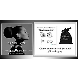 Central Diamond Center 14K Solid Gold Post & Sterling Silver 4 Prong CZ Stud Earrings - Platinum Plated - 8.00mm - 4.00cttw