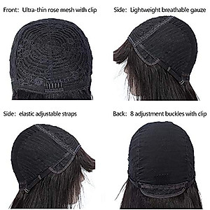 Body Wave Wigs With Bangs Virgin Brazilian None Lace Front Wigs Human Hair Wigs 180% Density Glueless Machine Made Wigs For Black Women (18 inch, body wave)