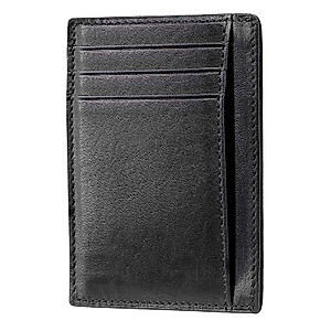 Aucuu Minimalist Wallet, RFID Blocking Anti Theft Leather Credit Card Pocket Purse with Card Slots, Gift for Men & Women - Black, L2us-2125021, #2 Black, 11.2 x 8.3 x 1 cm