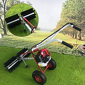 VPABES 43CC 1.7HP Gas Powered Push Lawn Sweeper Broom 2 Stroke Walk Behind Snow Sweeper Handheld Gasoline Brush Broom Sweeping Machine for Garden Yard Sidewalk Driveway Turf Grass Cleaning Tool