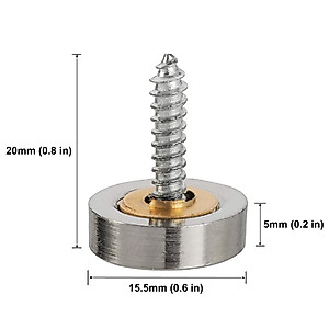 Mellewell 40 PCS Screw Covers Decorative Caps (Solid Brass Construction) Mirror Screws Fasteners, 3/5" Diameter, Brushed Stainless Steel