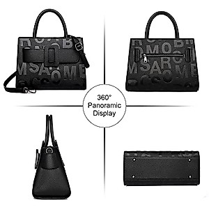 JESSWOKO Letter Print Women's Black Totes Messenger Bag Fashion Trend Ladies Top Handle Shoulder Bags Handbags for Women Large