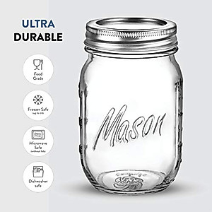 Paksh Novelty Mason Jars - Food Storage Container - 6-Pack - Airtight Container for Pickling, Canning, Candles, Home Decor, Overnight Oats, Fruit Preserves, Jam or Jelly