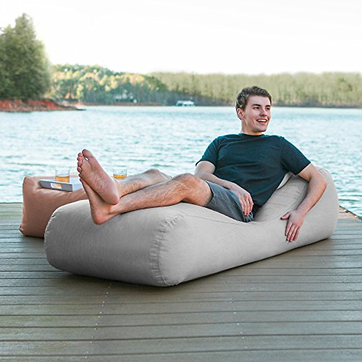 Jaxx Arlo Outdoor Bean Bag Sun Lounger | Pool Patio Chaise Recliner |, Granite