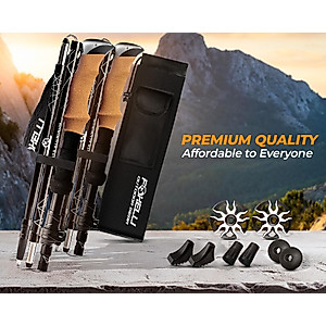 Foxelli Folding Trekking Poles – 2-pc Ultra Compact Hiking Poles for Men & Women, Lightweight Strong Aluminum 7075 Collapsible Foldable Walking Sticks with Flip Locks, 4 Season All Terrain Accessories