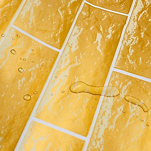 Yifasy 29.5 feet Roll Gold Bricks Shelf Liner Self-Adhesive Wallpaper Yellow Drawer Cover Paper Wall Furniture Protect Film (L-354.3x17.7 Inch)